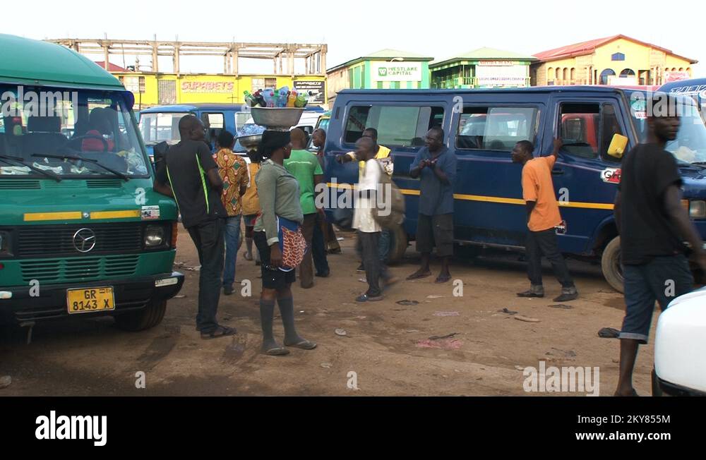 ACCRA, GHANA : Scenery of KANESHIE BUS TERMINAL Stock Video Footage - Alamy