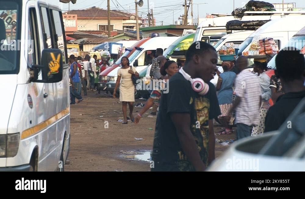 ACCRA, GHANA : Scenery of KANESHIE BUS TERMINAL Stock Video Footage - Alamy