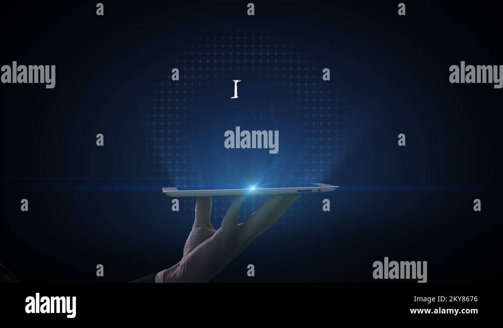Lifting a smart pad, tablet, Hand drawing various Internet of things ...