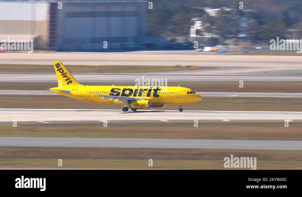 Spirit Airlines Airbus A320 Jet Airplane Taking Off from Orlando MCO ...