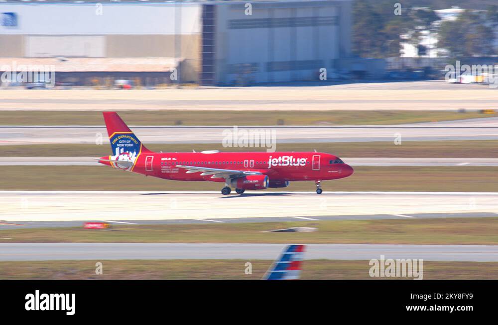 JetBlue Airbus A320 with Red FDNY Livery Taking Off From Orlando Stock ...