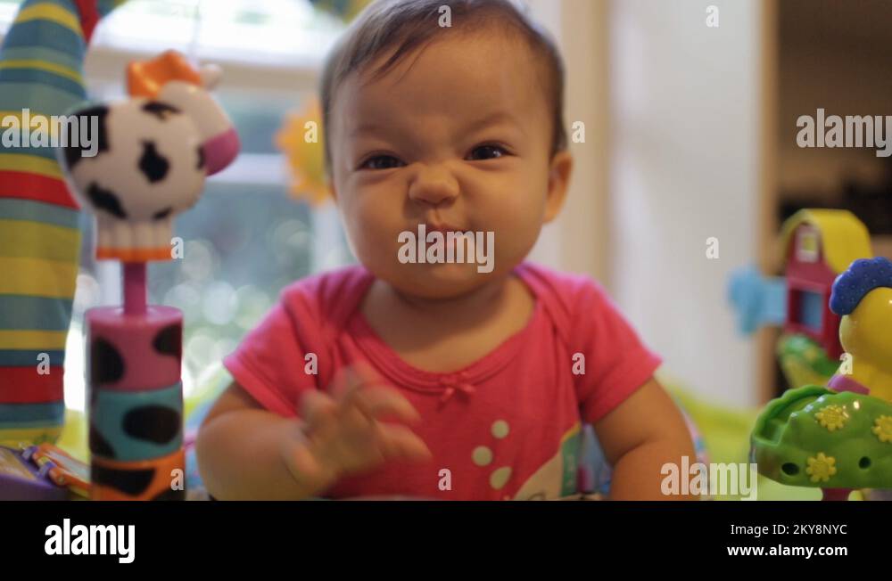 Cute Baby Making Funny Faces, Close Up Real People Stock Video Footage ...