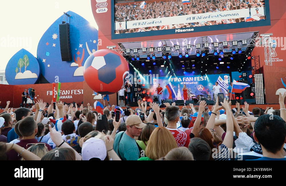 Football fans at the official FIFA FAN FEST zone Stock Video Footage ...