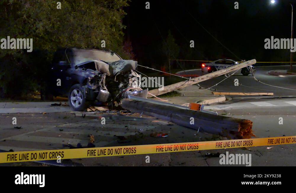 Police Closed Off Scene Of Crashed Truck into Barrier That Was On Fire ...