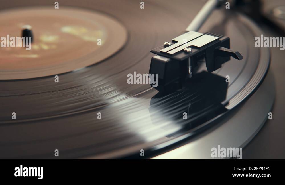 Loop-able animation. Turntable vinyl record player. Needle on a vinyl ...
