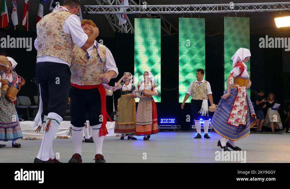 Italian dancers in traditional costume, perform folk dance Stock Video ...