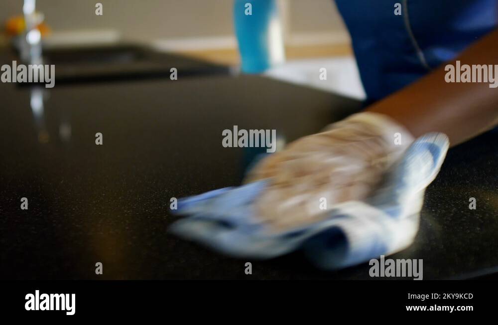 Unrecognizable Female Housecleaner Washing Counter Stock Video Footage ...