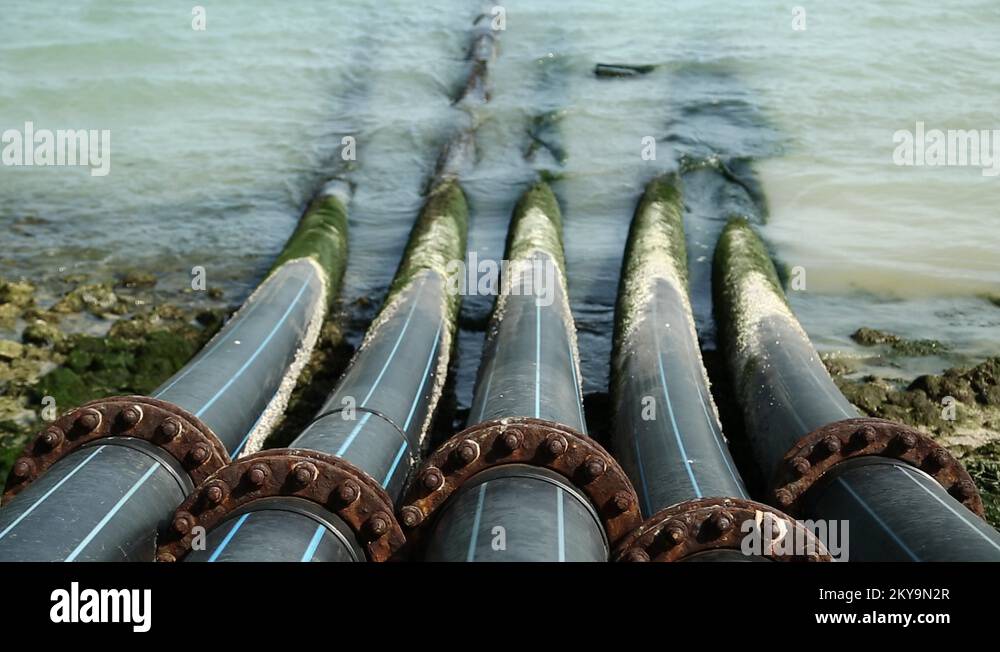 Pipes for intake of sea water and desalination Stock Video Footage - Alamy