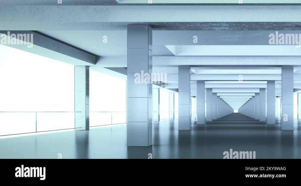 Endless corridor tunnel. Modern architecture seamless loop 60 fps 4k ...