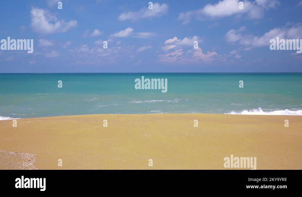 Beautiful blue ocean on sandy beach background with motion scene Stock ...