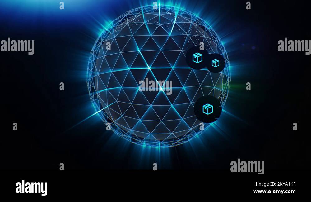 Plexus Sphere explodes into particles and polygons connecting lines in ...