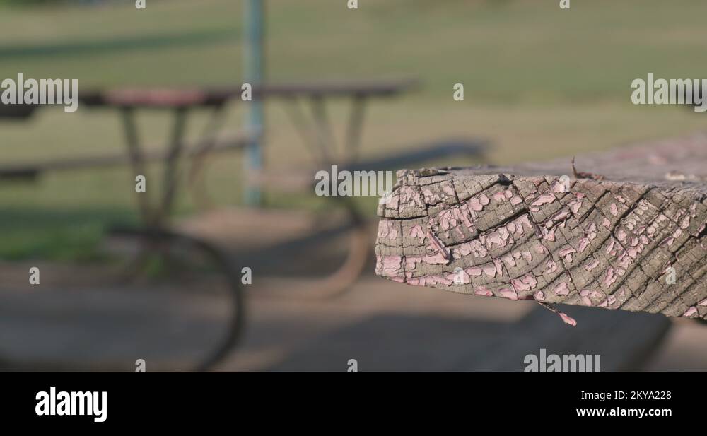 Rundown Picnic Table Area In Empty Playground Stock Video Footage - Alamy