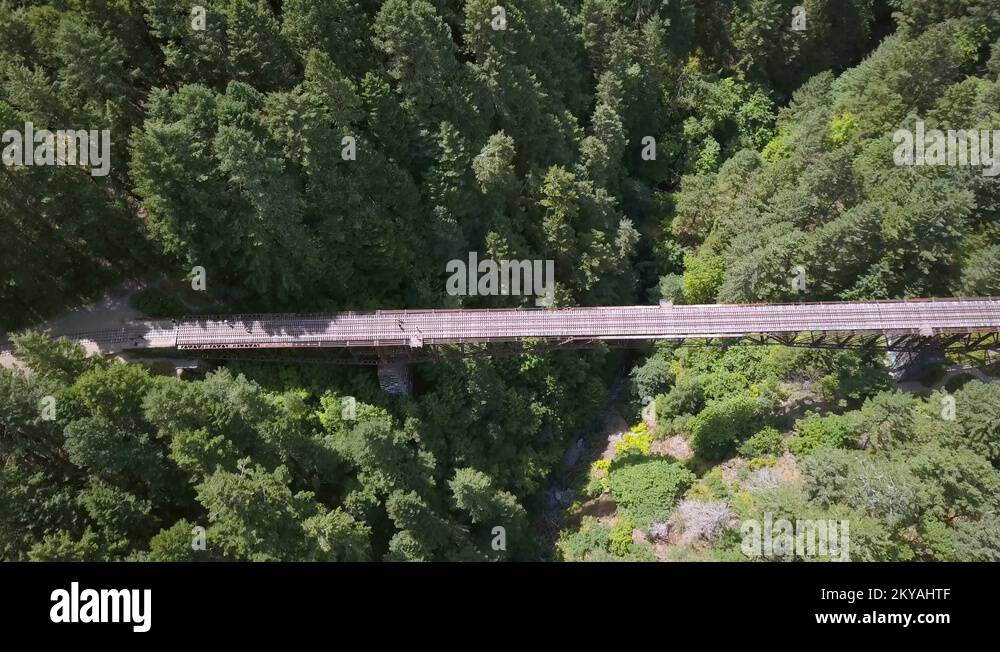 4k Aerial Drone of Trestle Abandoned Train Bridge in GoldStream ...