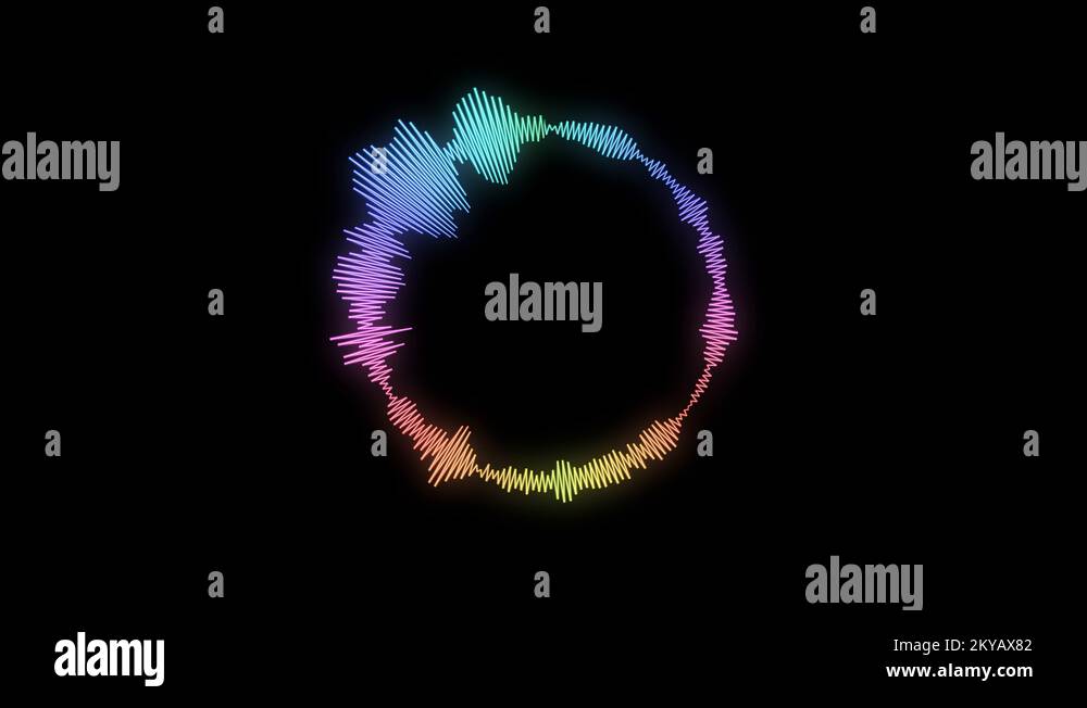 Rainbow colored modern audio vu meter spectrum waveform circle - loop ...