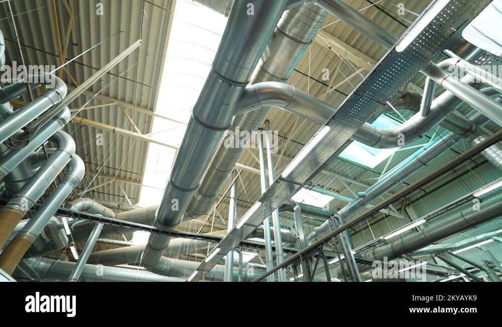 Ventilation ducts. Modern industrial factory Stock Video Footage - Alamy