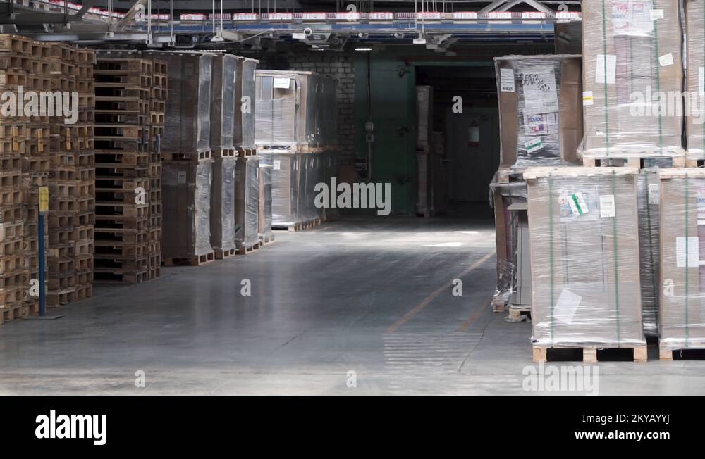 Lines of stacked pallets warehouse Stock Videos & Footage - HD and 4K ...