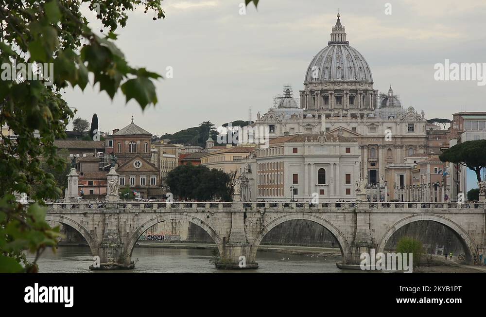 Sant'Angelo arch bridge and St. Peter's Basilica, Rome, Italy Stock ...