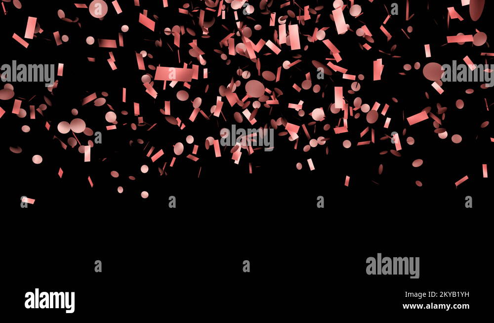 Red and rose gold realistic confetti explosion and falling down ...