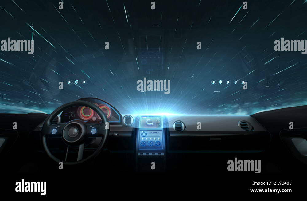 Inside of Future hybrid cars, Autonomous vehicle, IOT connect car. 4k 1 ...