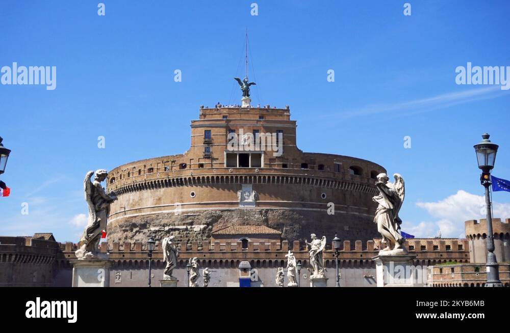 Frontal view of medieval castle from Sant'Angelo bridge. Castello St ...