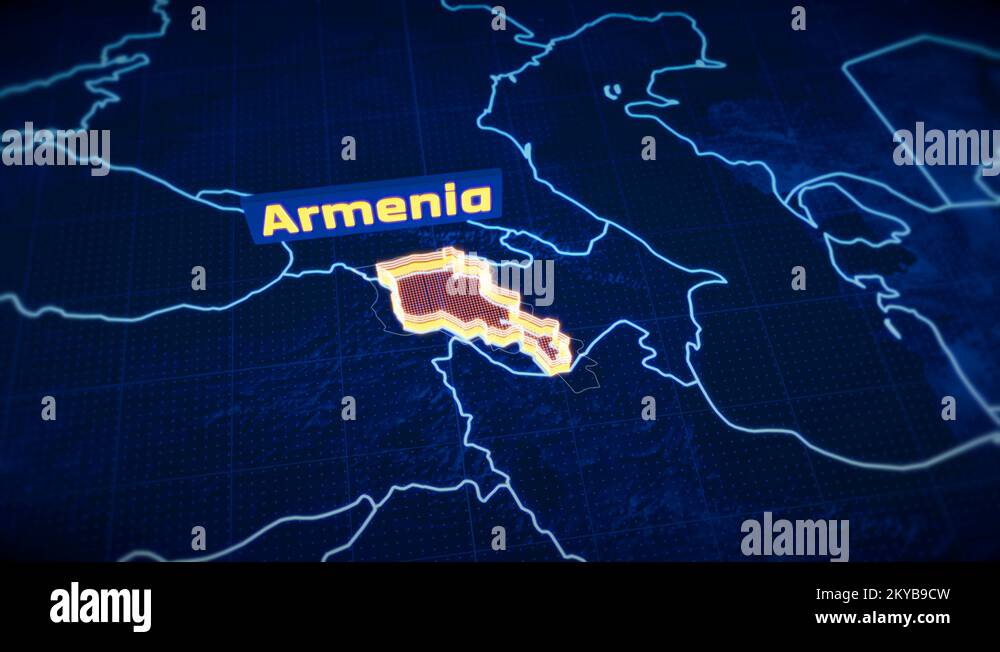Armenia country border 3D visualization, modern map outline, travel ...