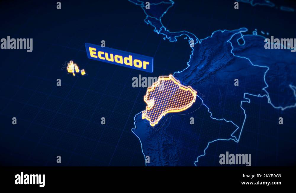 Ecuador country border 3D visualization, modern map outline, travel ...