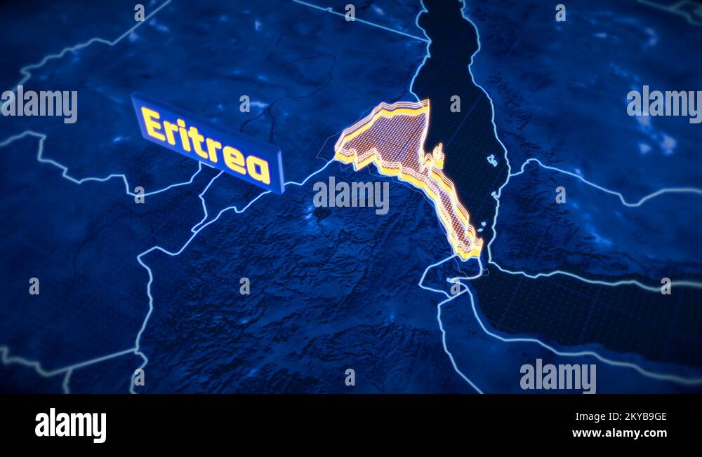 Eritrea country border 3D visualization, modern map outline, travel ...