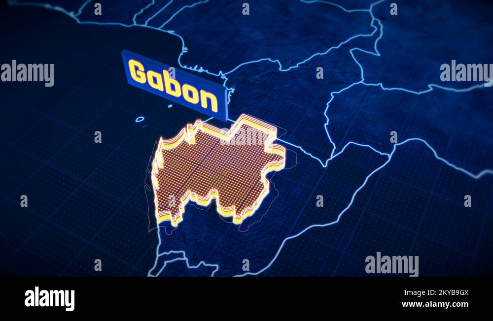 Gabon country border 3D visualization, modern map outline, travel Stock ...