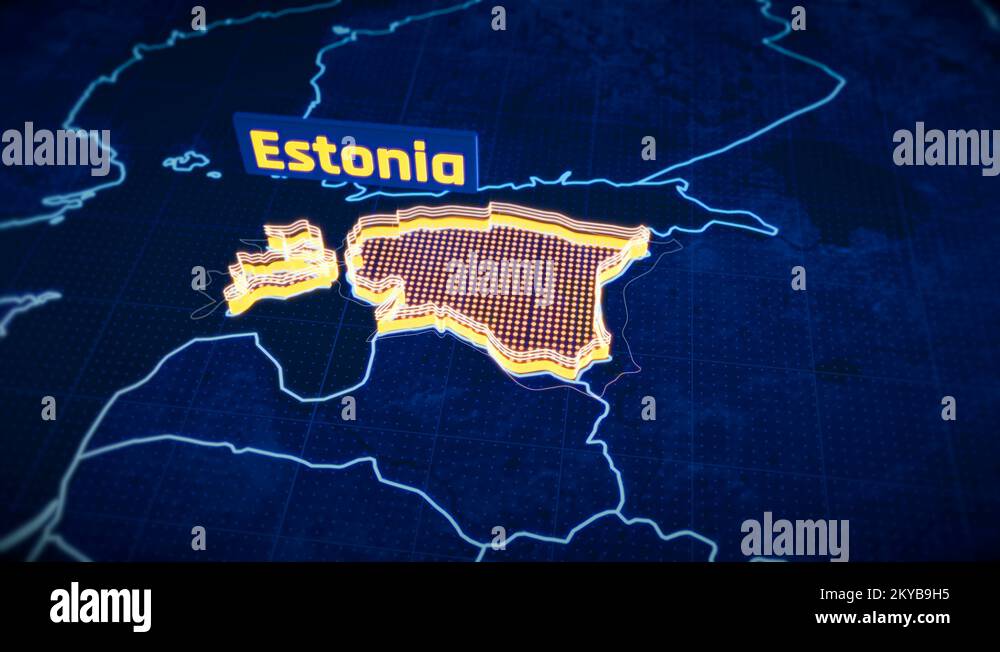 Estonia country border 3D visualization, modern map outline, travel ...