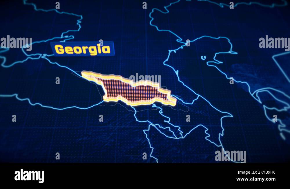 Georgia country border 3D visualization, modern map outline, travel ...