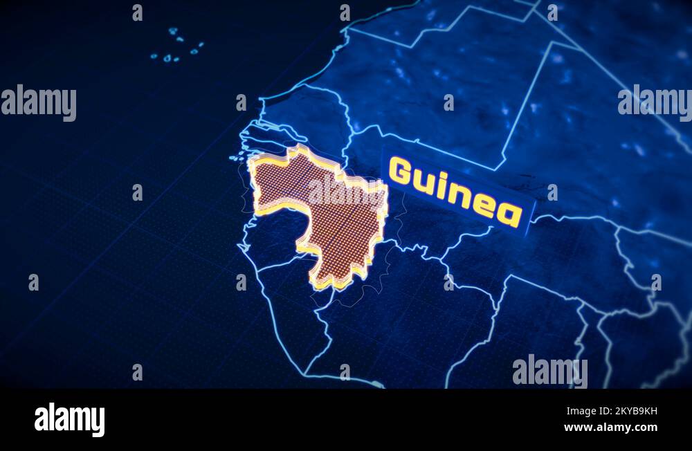 Guinea country border 3D visualization, modern map outline, travel ...