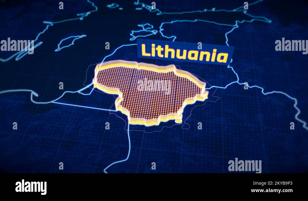 Lithuania country border 3D visualization, modern map outline, travel ...