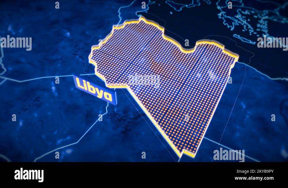 Libya country border 3D visualization, modern map outline, travel Stock ...