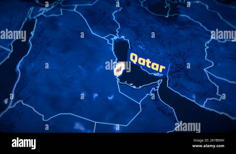 Qatar country border 3D visualization, modern map outline, travel Stock ...