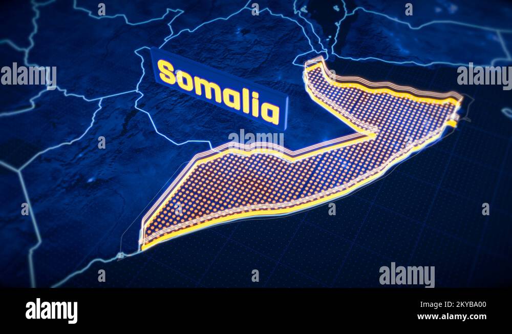 Somalia country border 3D visualization, modern map outline, travel ...