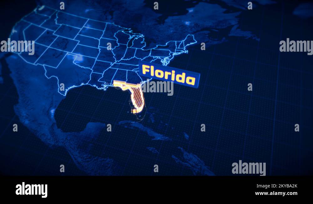 US Florida state border 3D visualization, modern map outline, travel ...