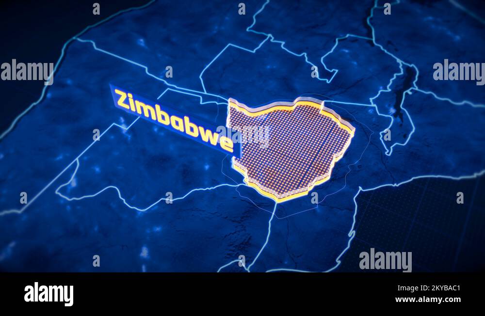 Zimbabwe country border 3D visualization, modern map outline, travel ...