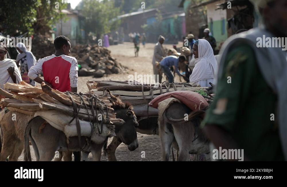 Ethiopia Gondar Marketplace street scene in Mekelle poverty village ...