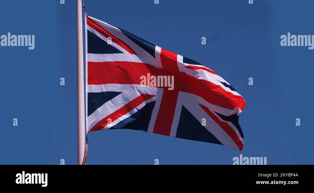 English Flag Waving in the Wind, Slow Motion 4K Stock Video Footage - Alamy