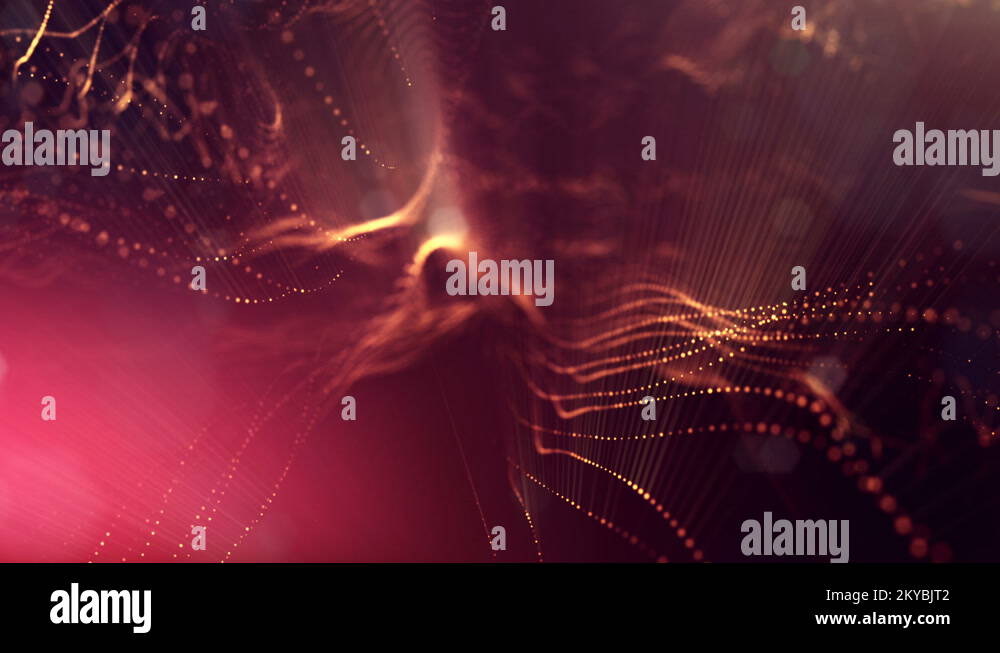 4k seamless 3d abstract animation with glow particles. Composition with ...