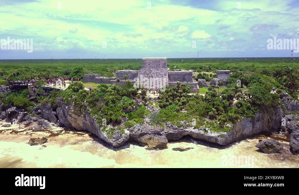 Ancient Mayan Ruins Temple along beach Caribbean Coast Tulum Mexico ...
