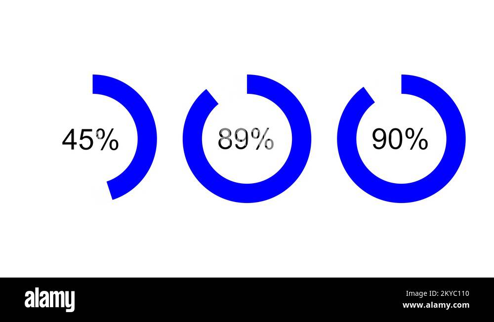 4K Blue Three Ring Reverse Pie Chart Percentage Infographics Animation ...