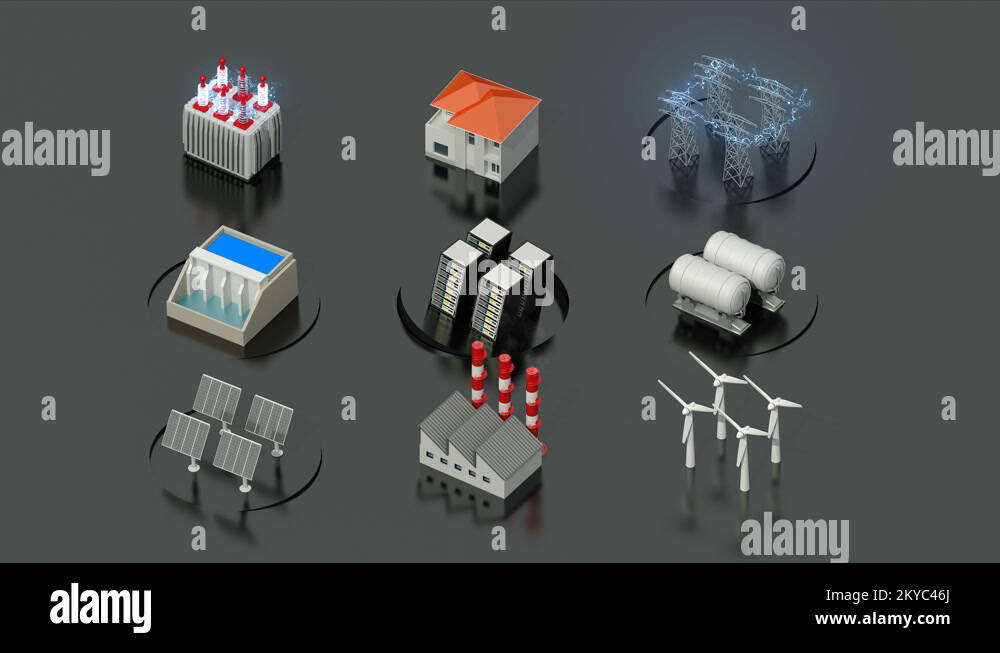 Smart grid connect green energy, Industrial revolution IoT concept, 4k ...