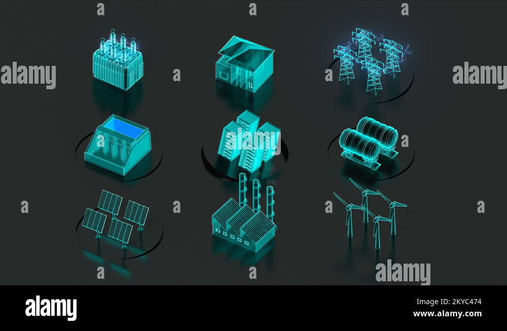 Smart grid connect green energy, Industrial revolution IoT, 4k. x-ray ...