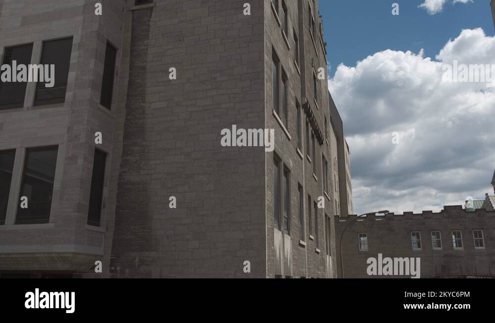 Tilt Up of Old Buildings in Summer of Sunny Blue Sky with Clouds Day ...