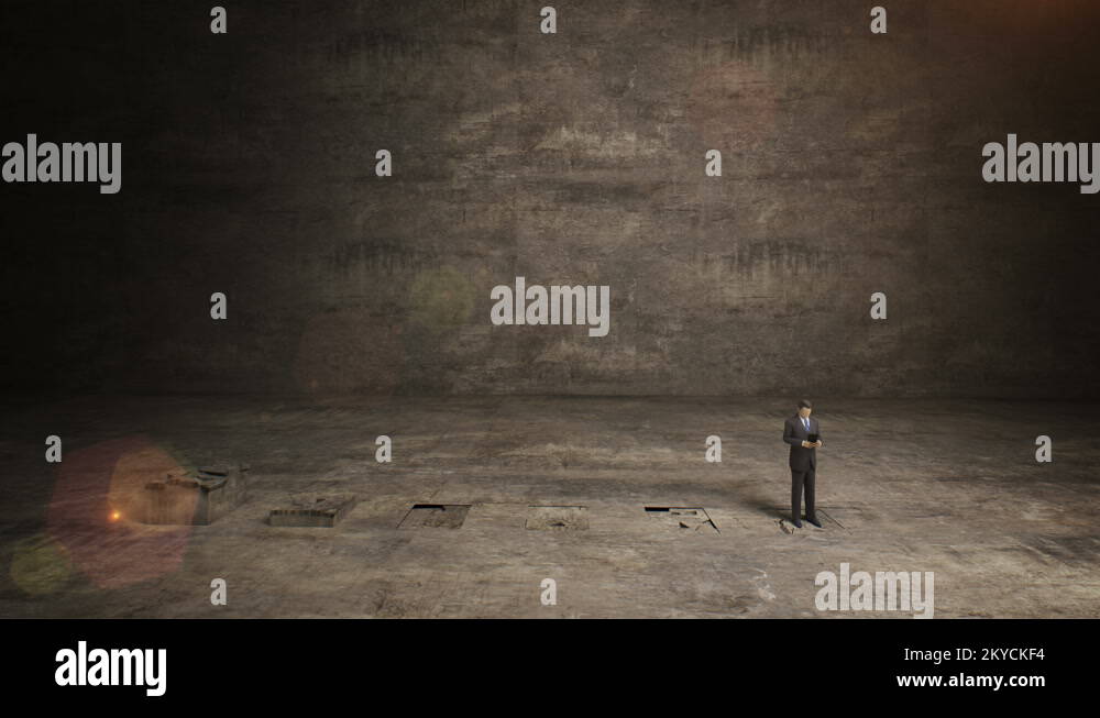 Businessman on increase concrete bar graph, rising market. 4k animation ...