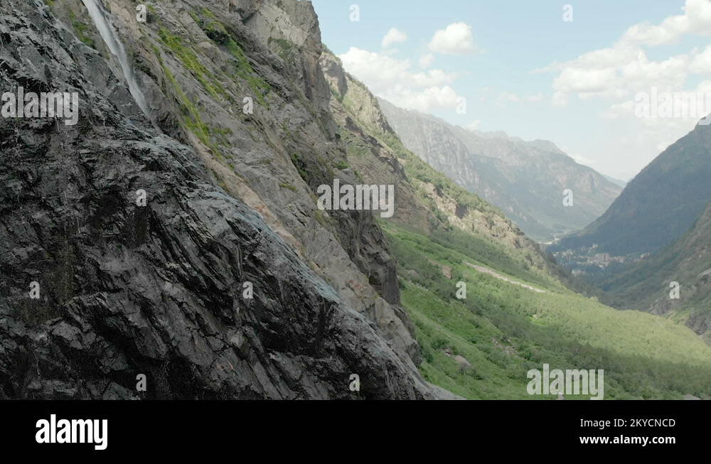 Tracking and top shot Air shot from a stream of water splashing ...