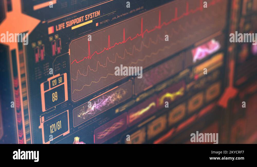Normal vital signs on ICU monitor, patient in stable condition ...