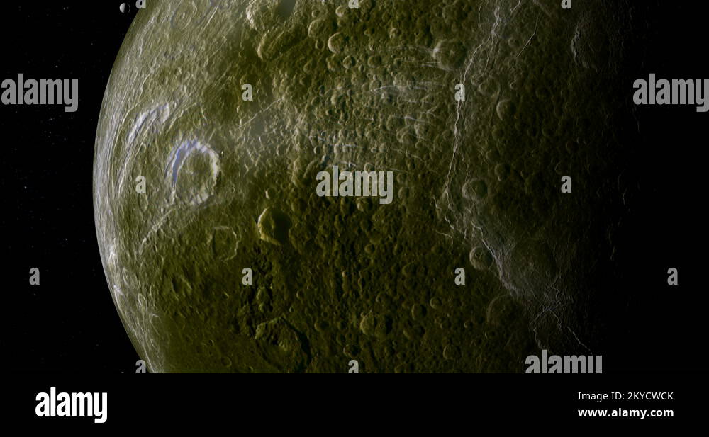 Surface of Dione, Saturn's moon, rotating in the outer space Stock ...