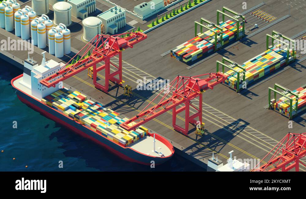 "Cranes Loading container ships in the maritime terminal. Logistics ...